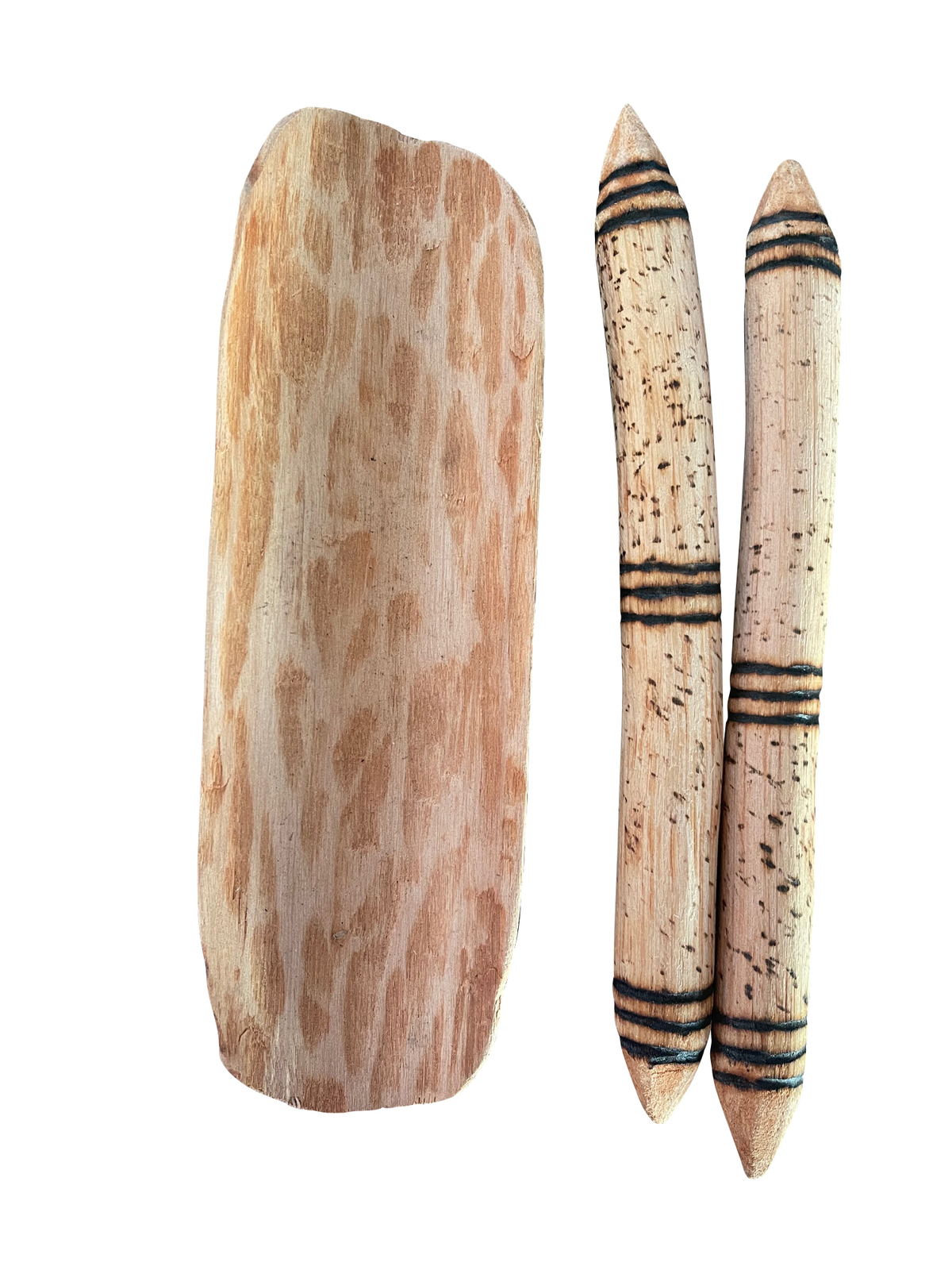 Maruku Arts Aboriginal Traditional Carved 3pce Wira Bowl & Music Stick ...