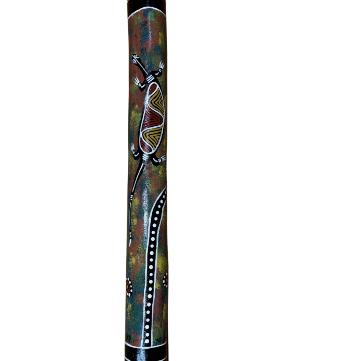 Eucalyptus handpainted Ironbark Didgeridoo [1.29m] - Lizard and Warrior ...