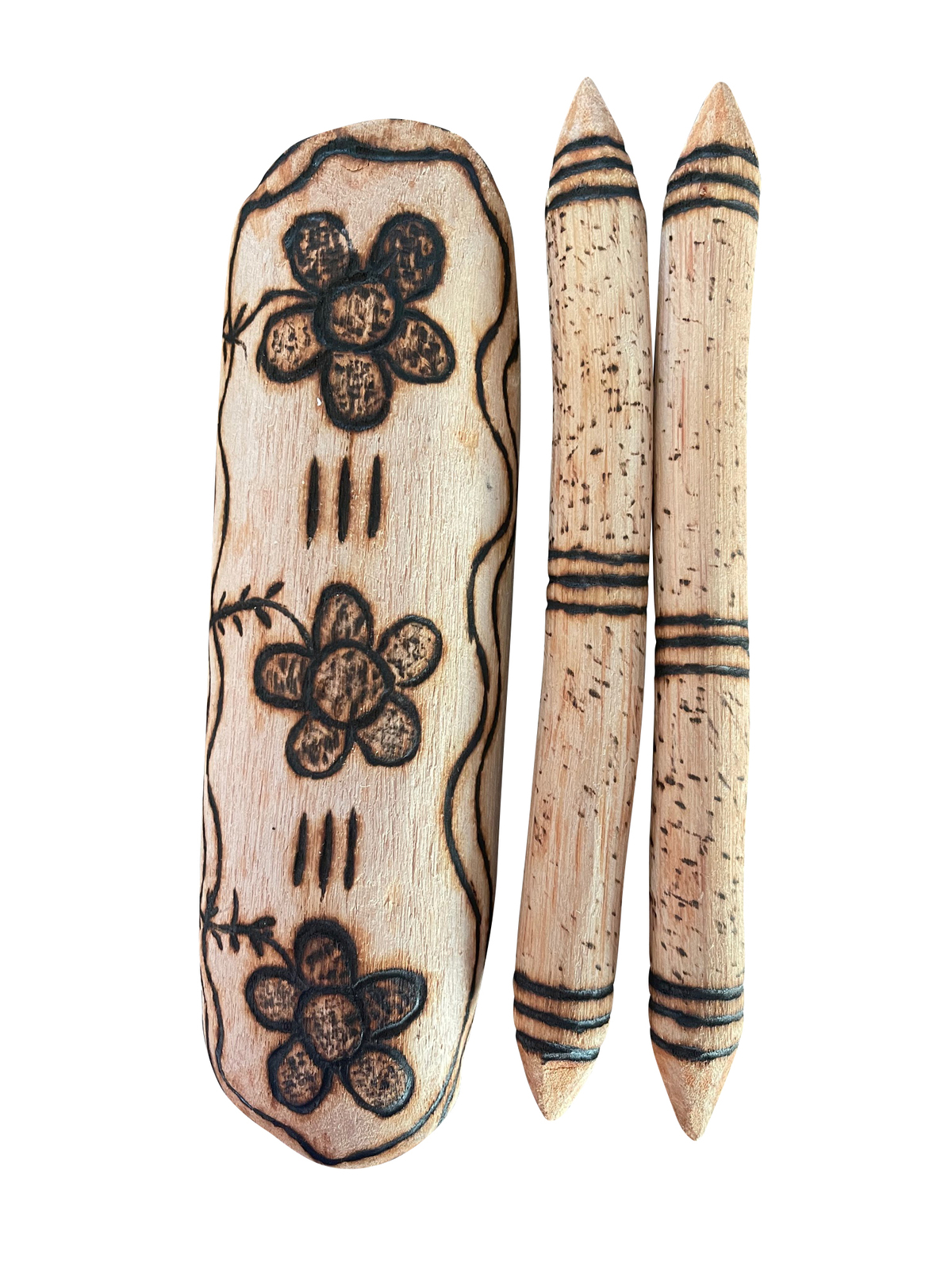 Maruku Arts Aboriginal Traditional Carved 3pce Wira Bowl & Music Stick ...