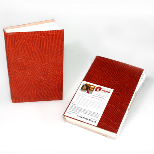 Handmade Paper Aboriginal Art Notebook (Leather Covered) - Sandhills